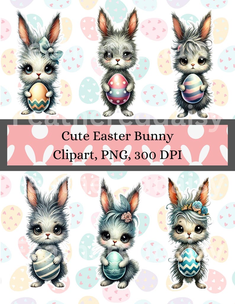 Easter Bunny Clip Art, Cute Bunny Clip Art, Easter Digital Graphics ...