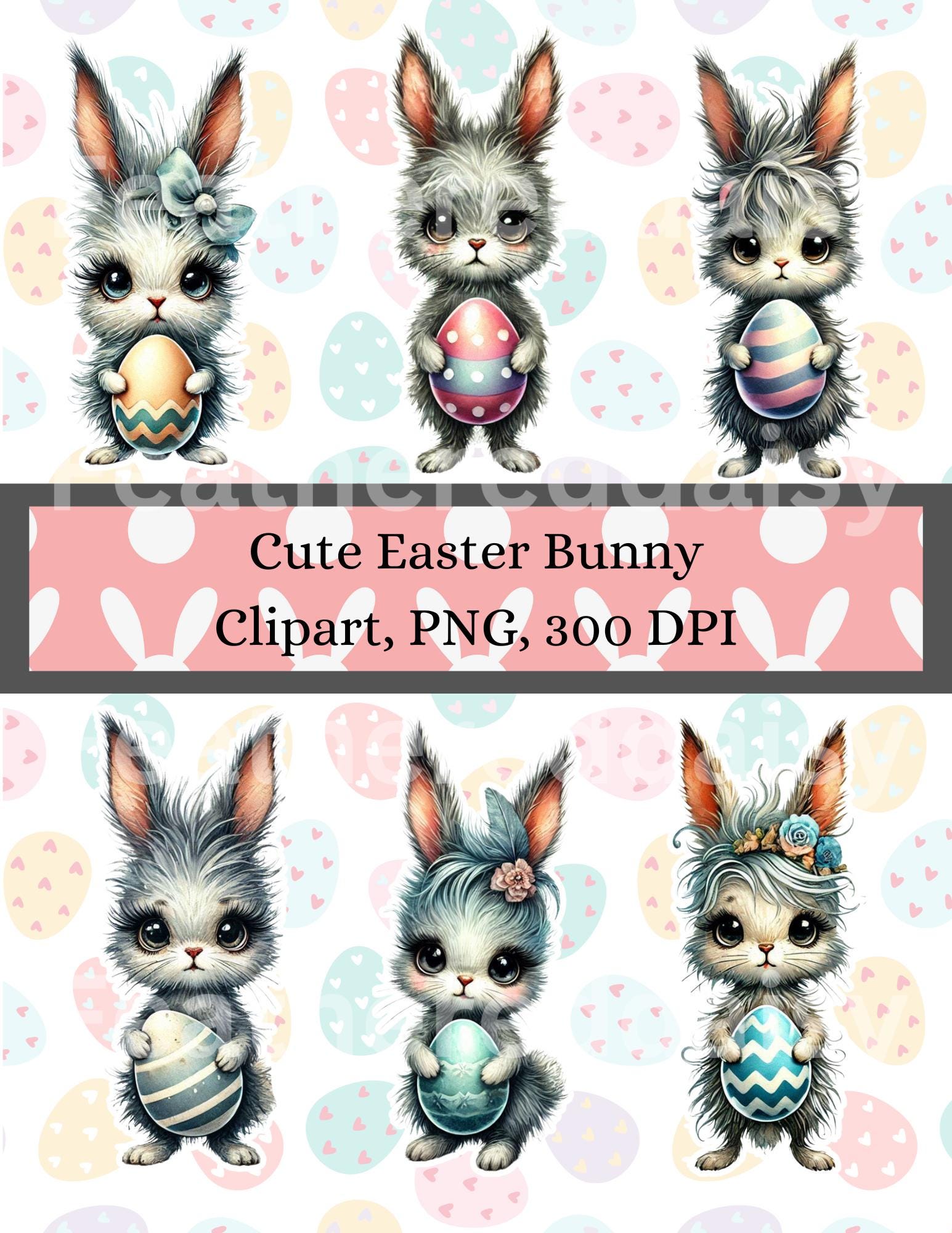 Easter Bunny Clip Art, Cute Bunny Clip Art, Easter Digital Graphics ...