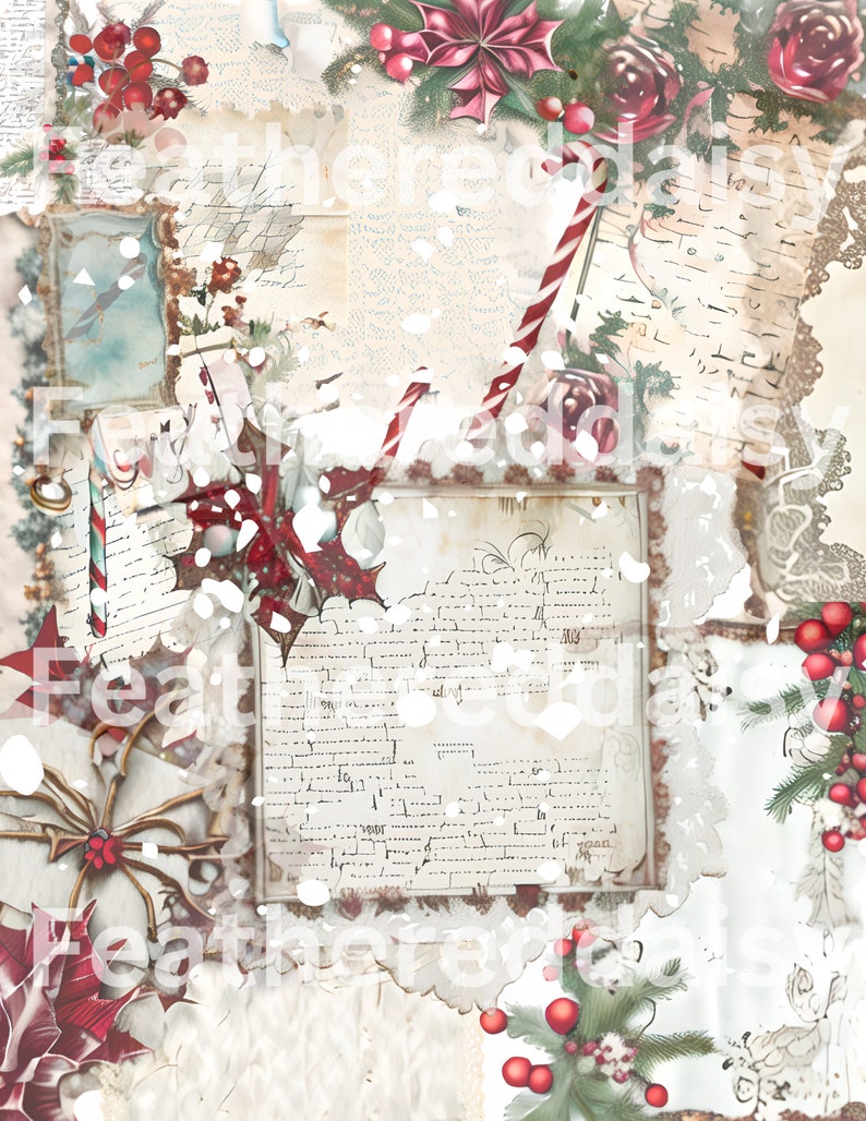 Digital Christmas Paper, Vintage Christmas, Christmas Village ...
