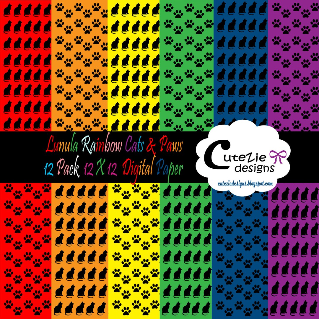 Lunula Cat Scrapbook Paper, Hue Cat Paper, Funny Dog Scrapbook Paper ...