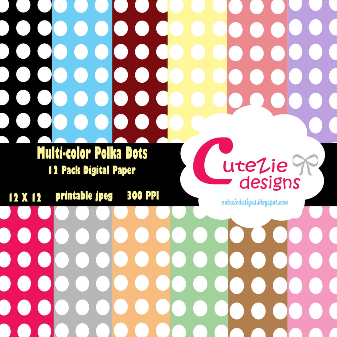 Crescent Rainbow Polka Dot Digital Paper, Nimbus Dot Digital Paper ...