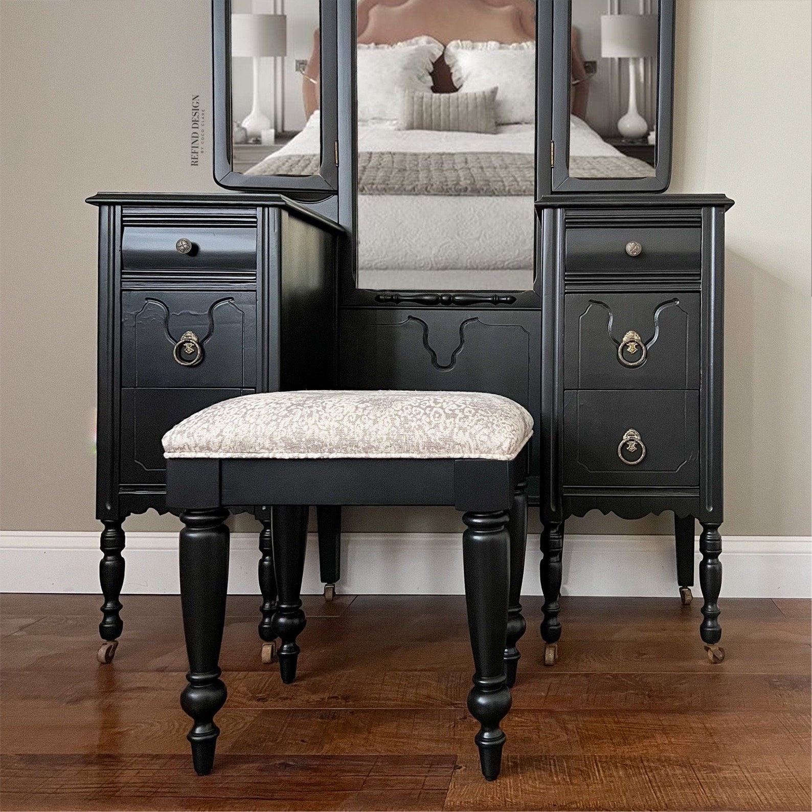 SOLD 1920s Antique Vanity With Mirror and Stool Dressing - Etsy