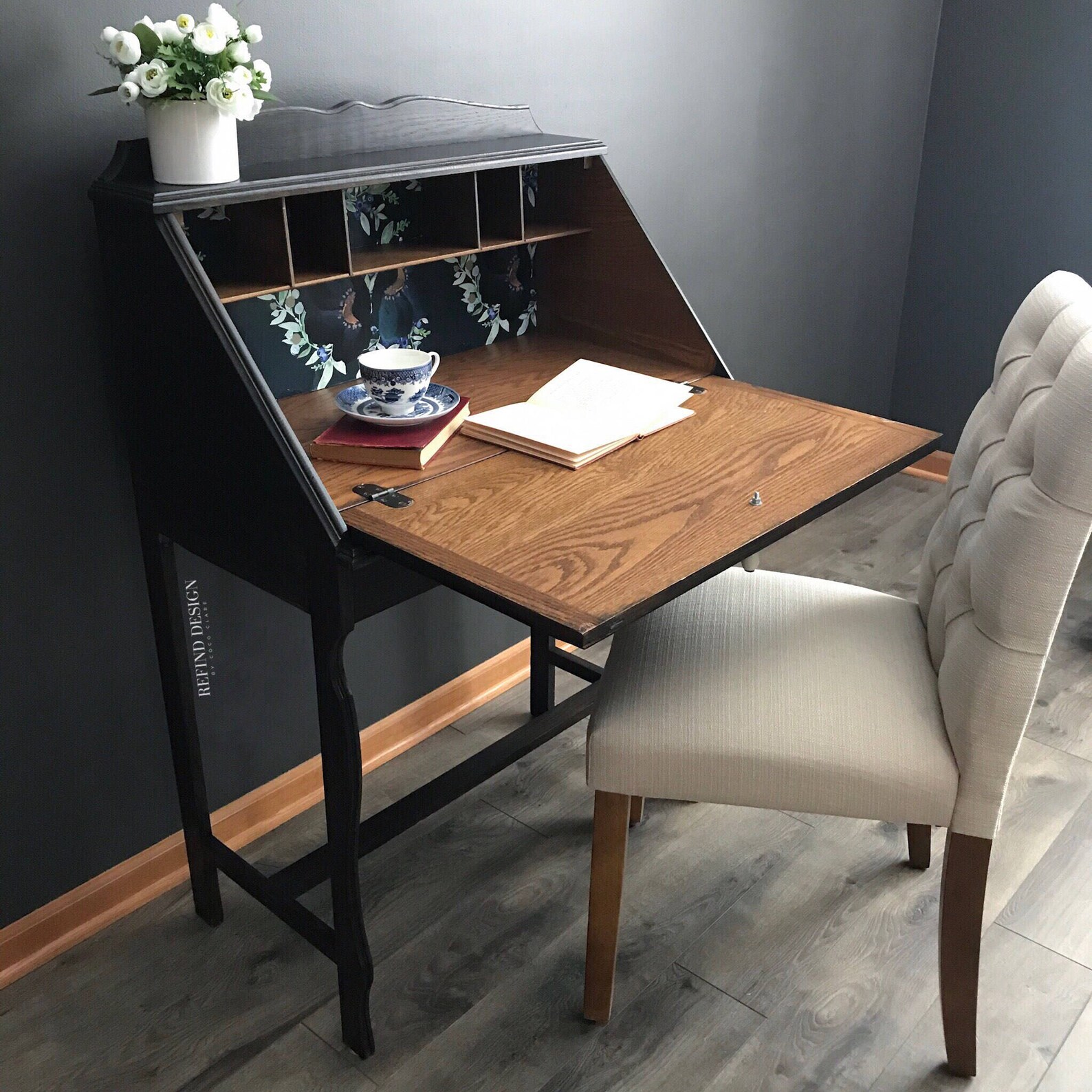 SOLD Vintage Secretary Desk Entryway Console Modern | Etsy