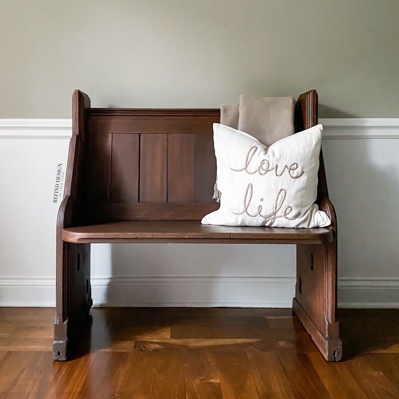 SOLD Antique Church Pew Entryway Bench - Etsy