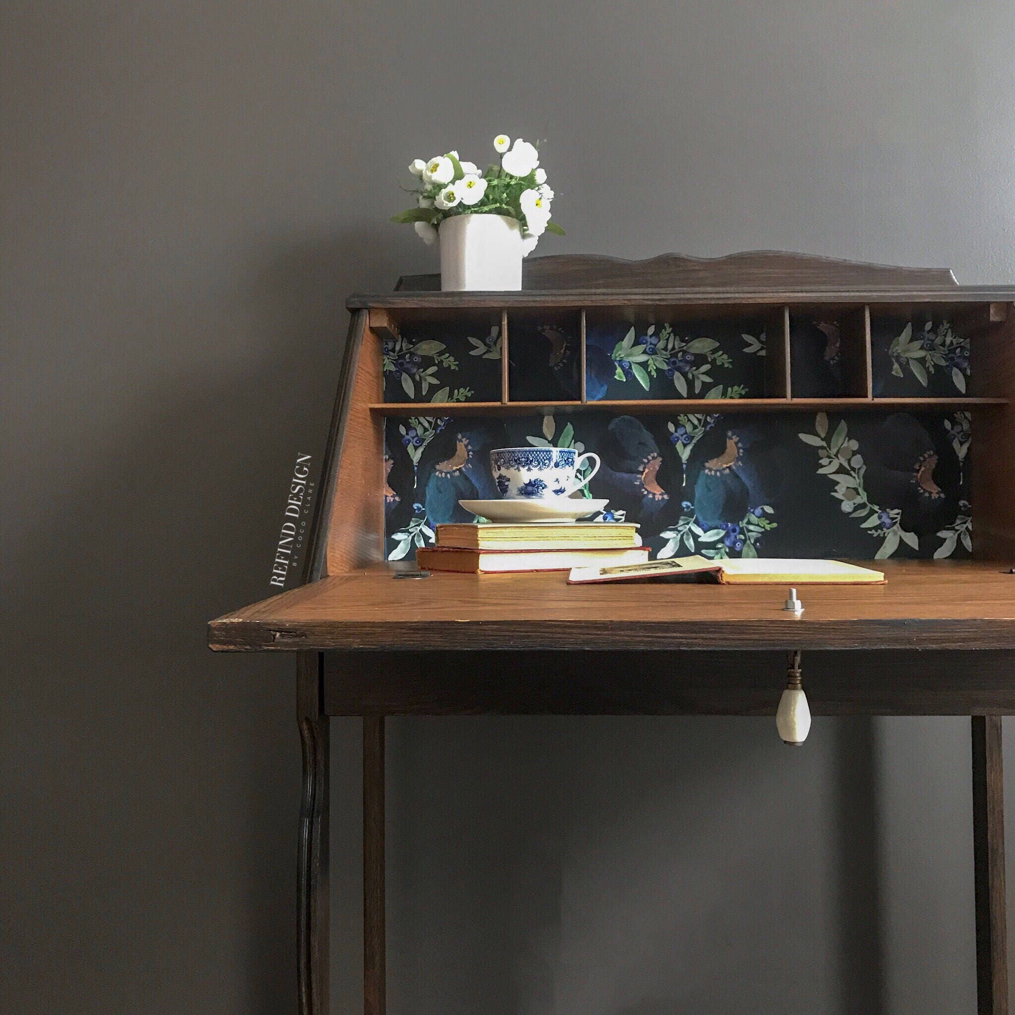 SOLD Vintage Secretary Desk Entryway Console Modern | Etsy