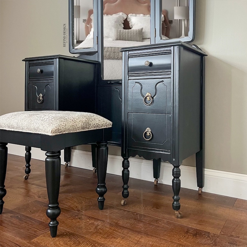 SOLD 1920s Antique Vanity With Mirror and Stool Dressing - Etsy