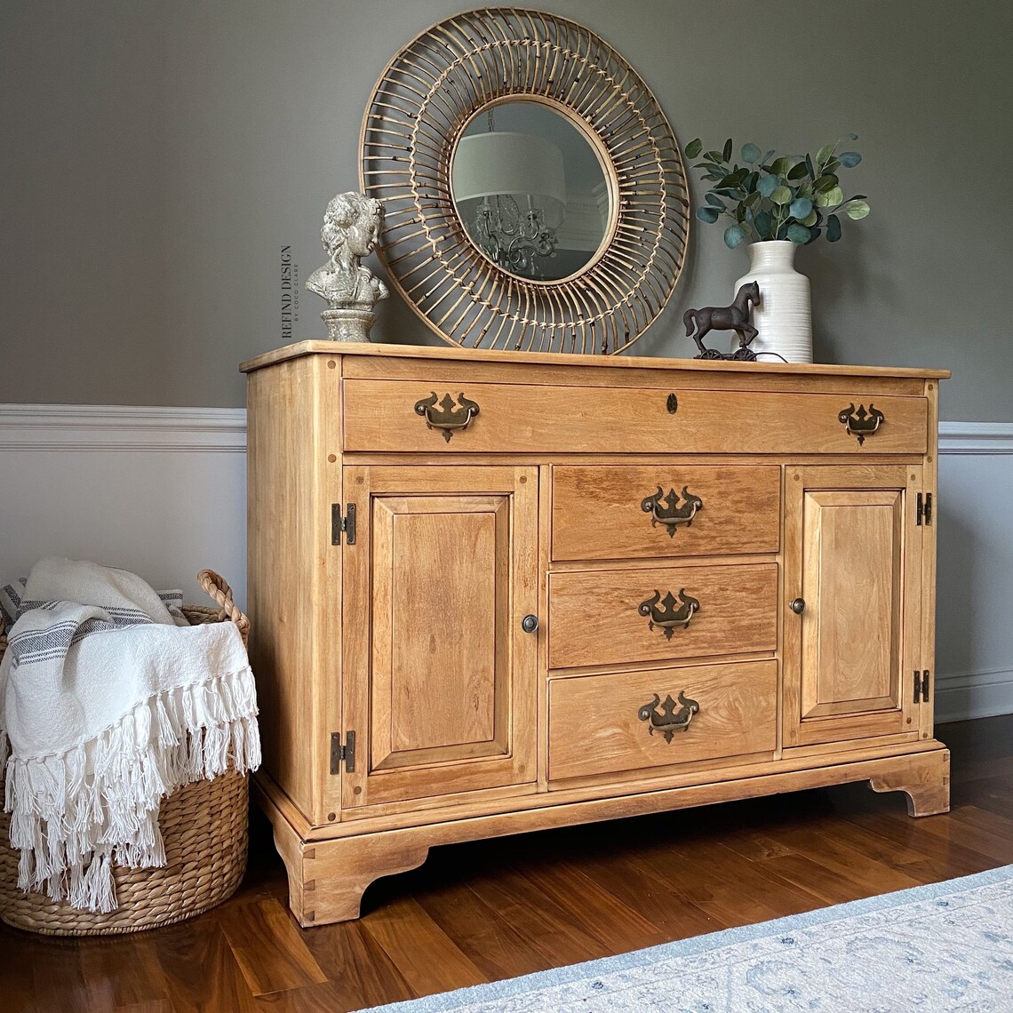 SOLD Vintage Maple English Cottage Buffet Natural Wood - Etsy