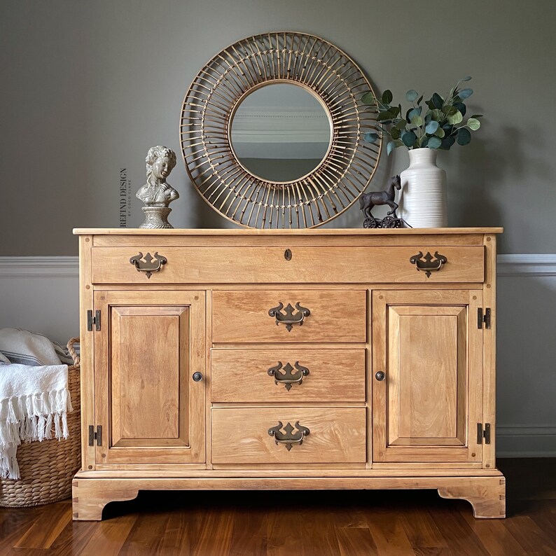 SOLD Vintage Maple English Cottage Buffet Natural Wood | Etsy