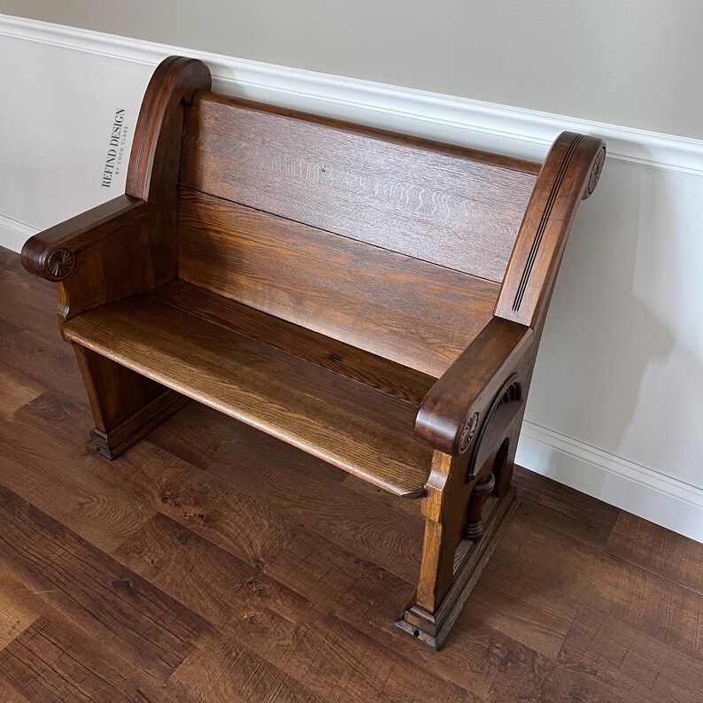 SOLD Antique Church Pew Entryway Bench - Etsy
