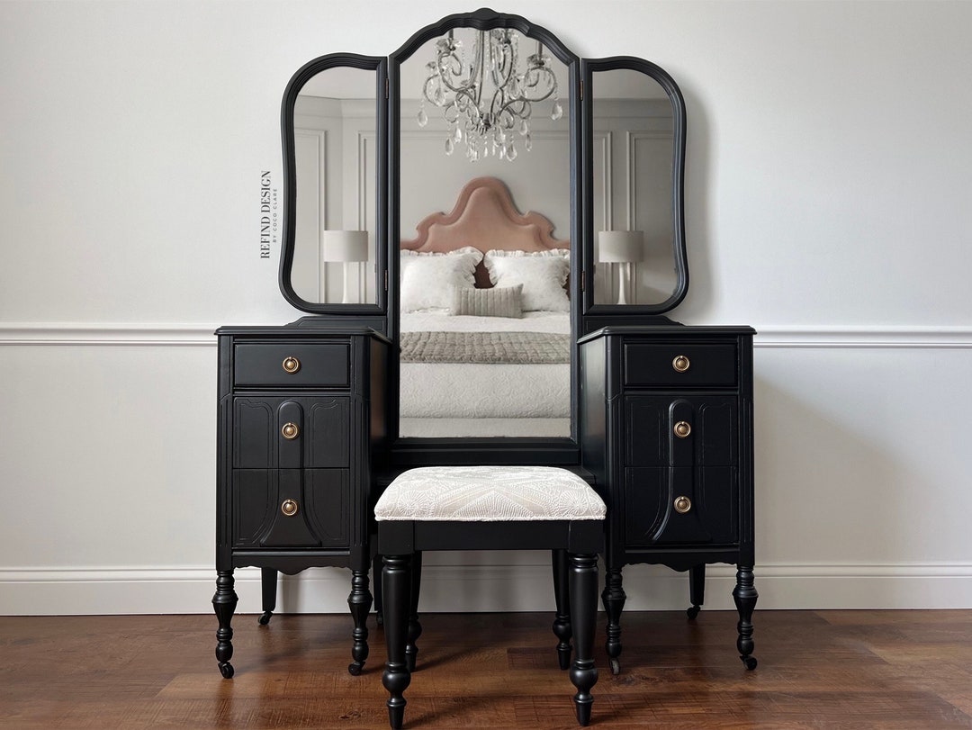 1920s Antique Vanity With Mirror and Stool Dressing Table - Etsy