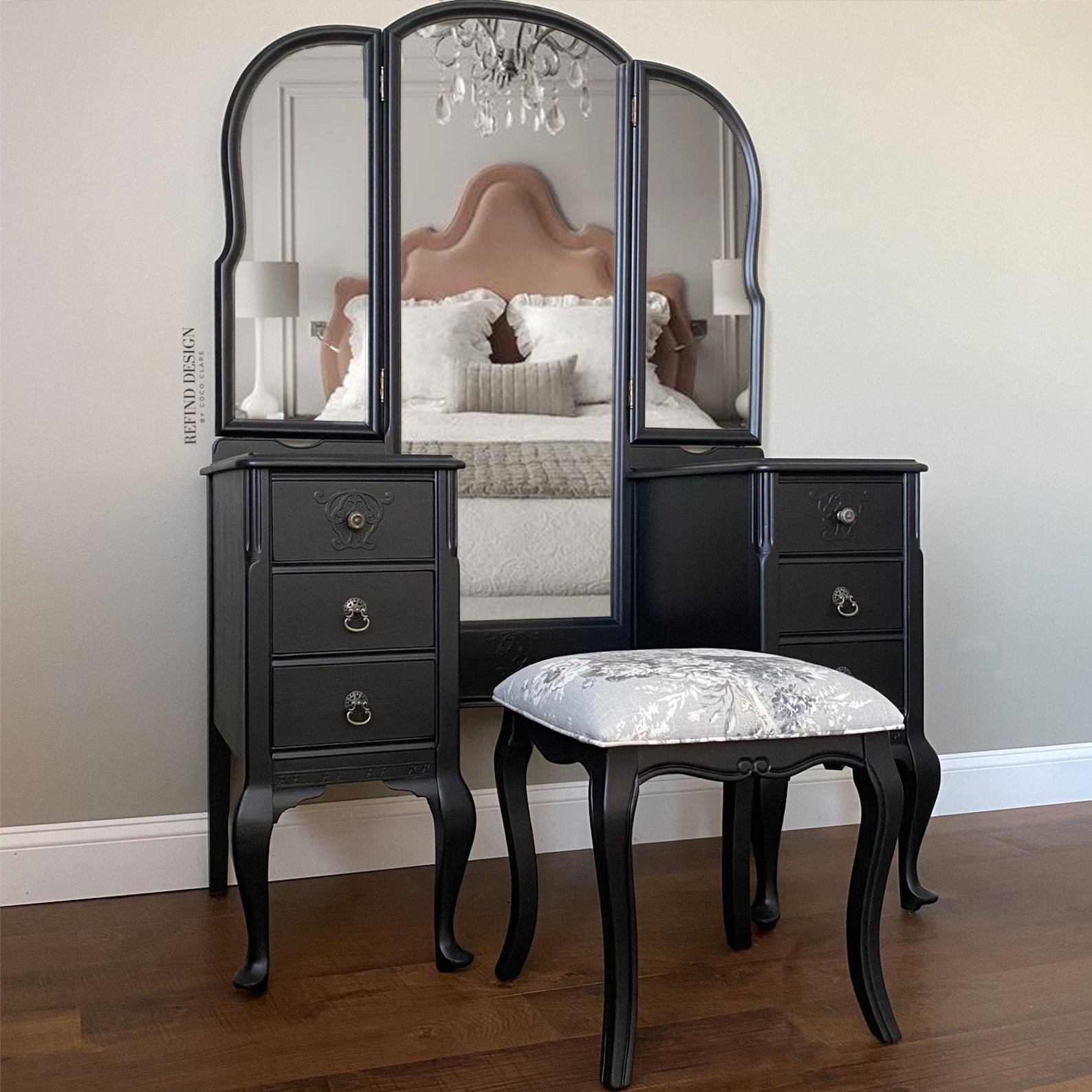 SOLD 1920s Antique Vanity With Mirror and Stool, Dressing Table - Etsy