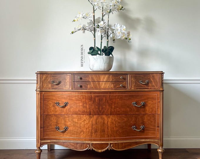 Antique French Dresser With Ornate Beveled Mirror, French Dresser ...