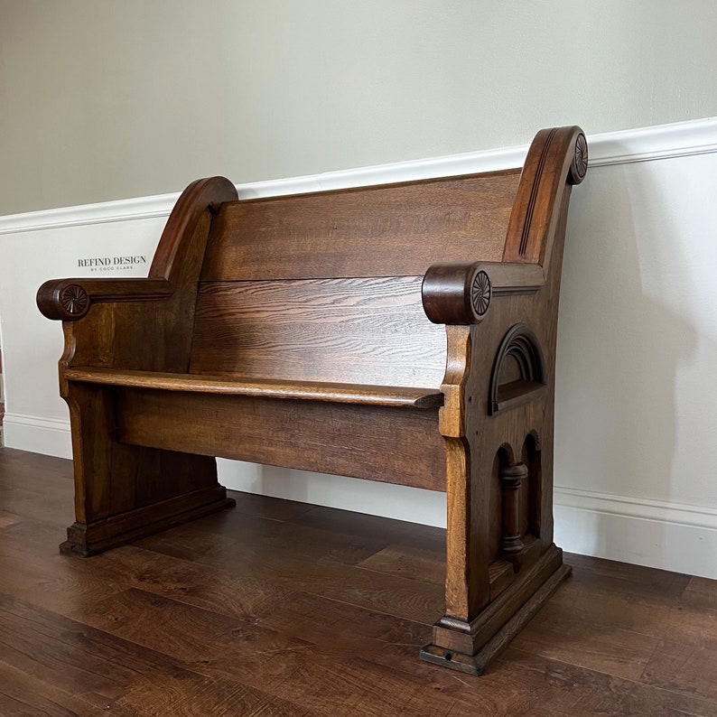 SOLD Antique Church Pew Entryway Bench - Etsy