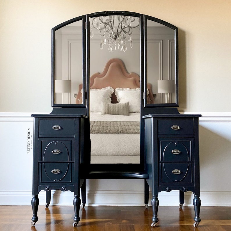 SOLD 1920s Antique Vanity With Mirror and Stool Dressing - Etsy