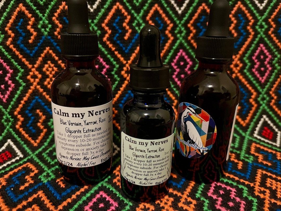Calm My Nerves Elixir Tincture. Alcohol Free Option. Extraction of Blue ...