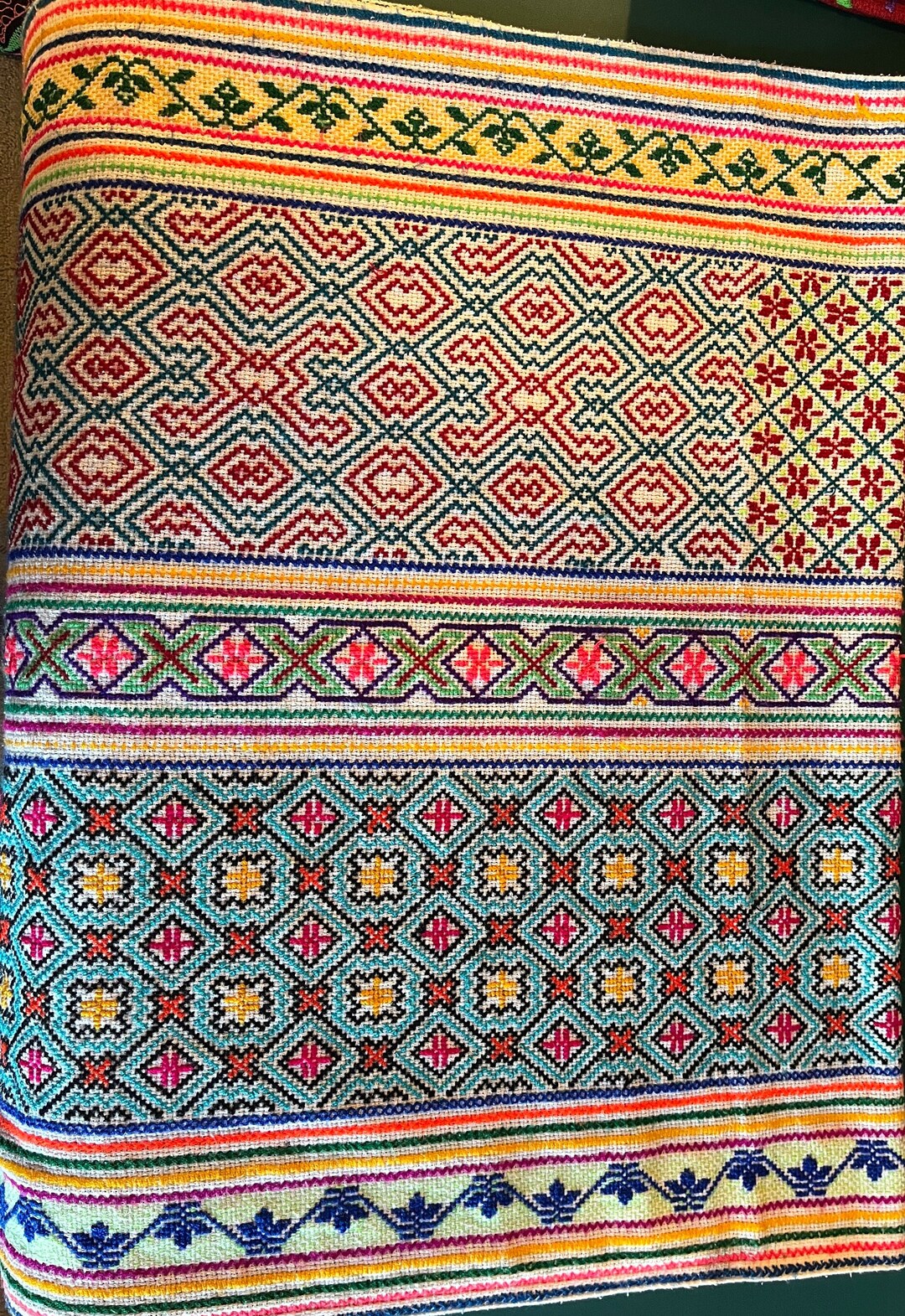 Shipibo Manta Woven Healing Textile Ayahuasca Sacred Geometry Large ...