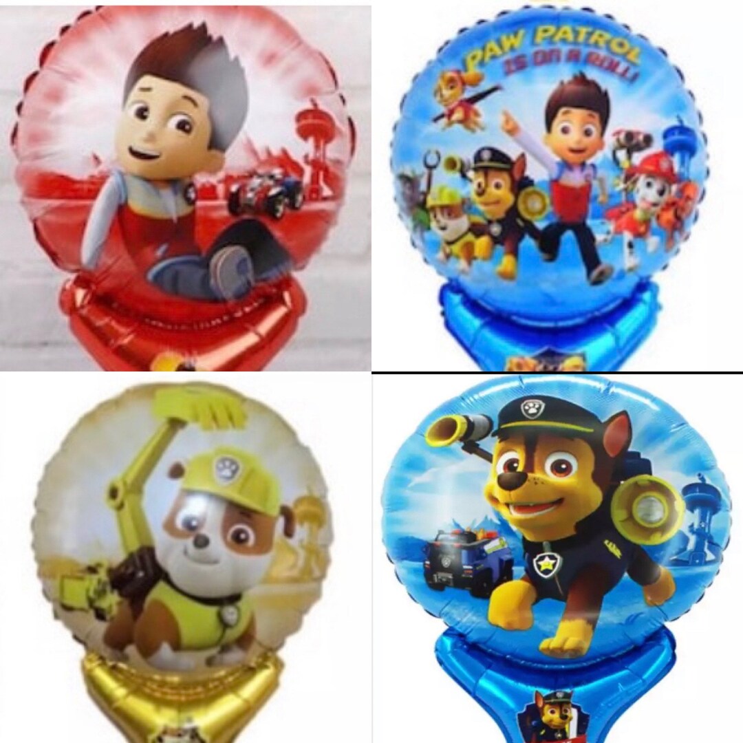 Set of 4 Balloons Ryder Foil Balloon , Rubble, Chase and Paw Patrol Theme , Marshall Character ...