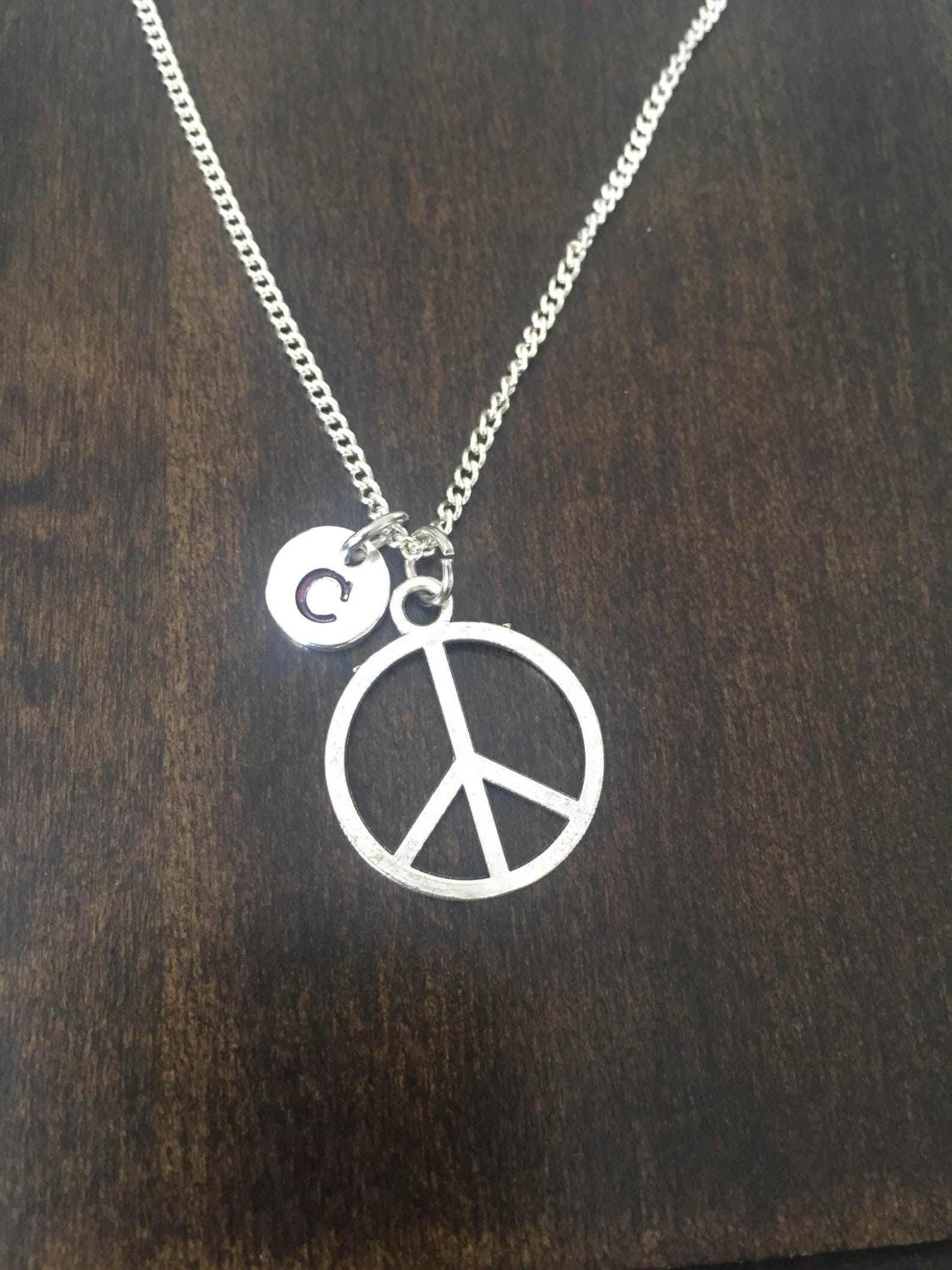 Peace Sign Necklace jewelry Silver Jewelry Peace Sign - Etsy