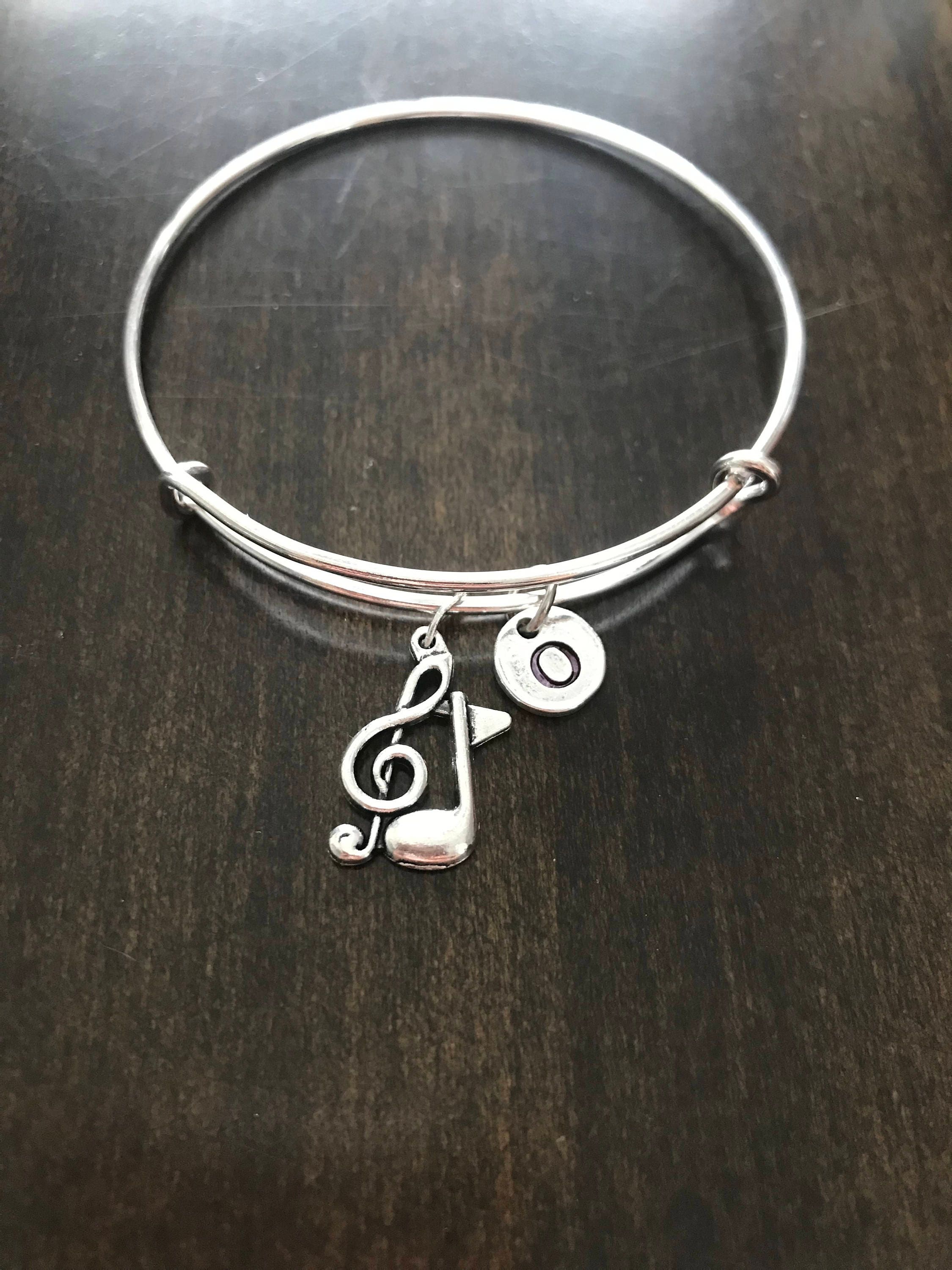 KIDS SIZE music notes initial Bracelet Musical Notes Bracelet | Etsy