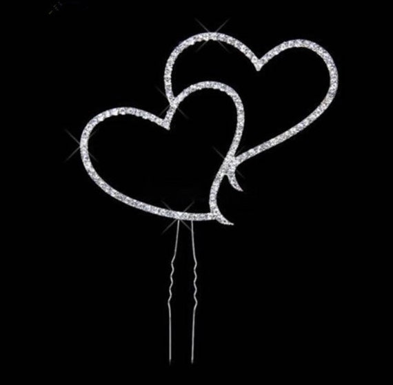 Ready to Ship Double Heart Cake Topper Rhinestone Cake - Etsy