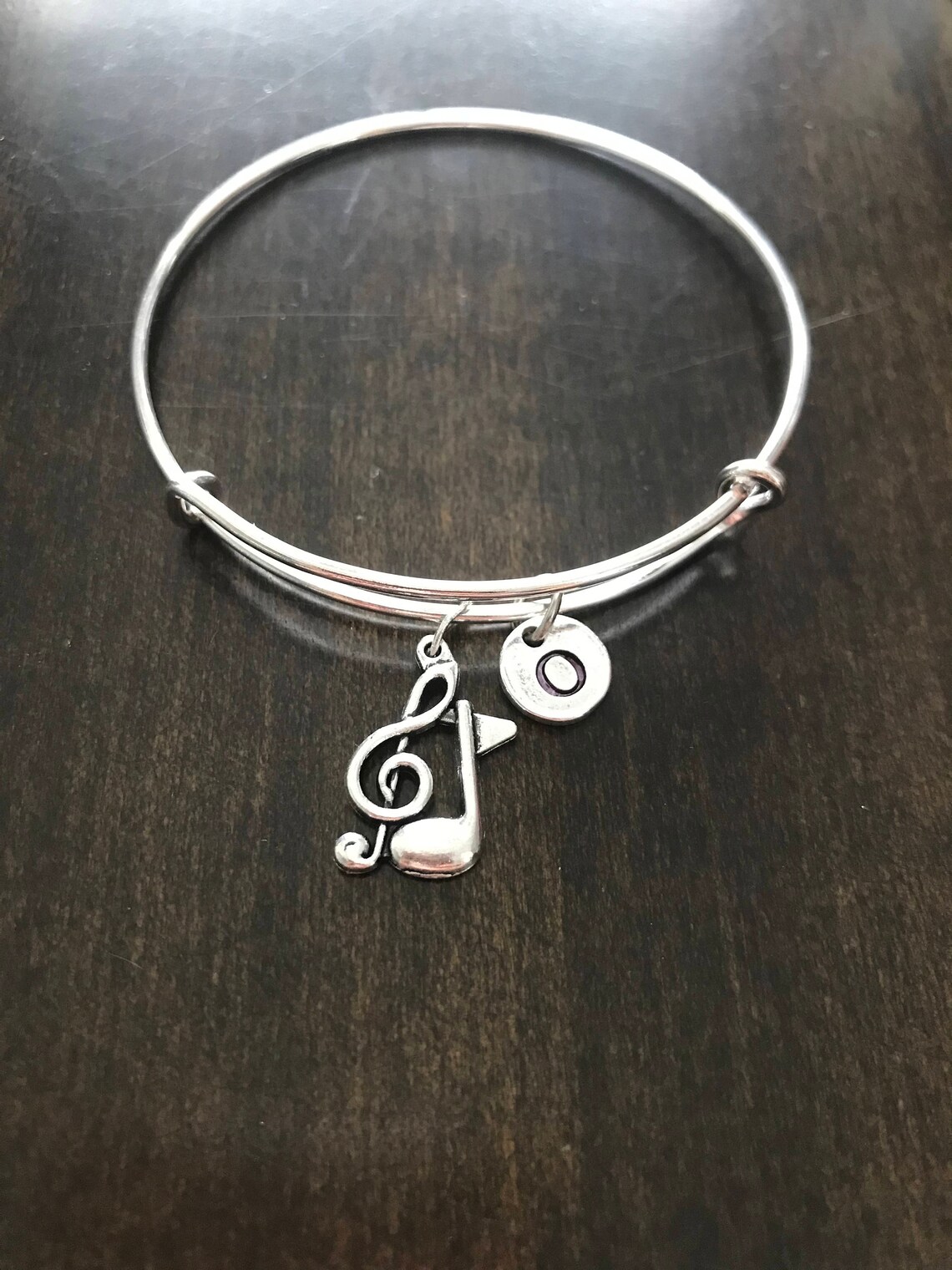 Music Notes Initial Bracelet, Musical Notes Bracelet Bangle,musical ...
