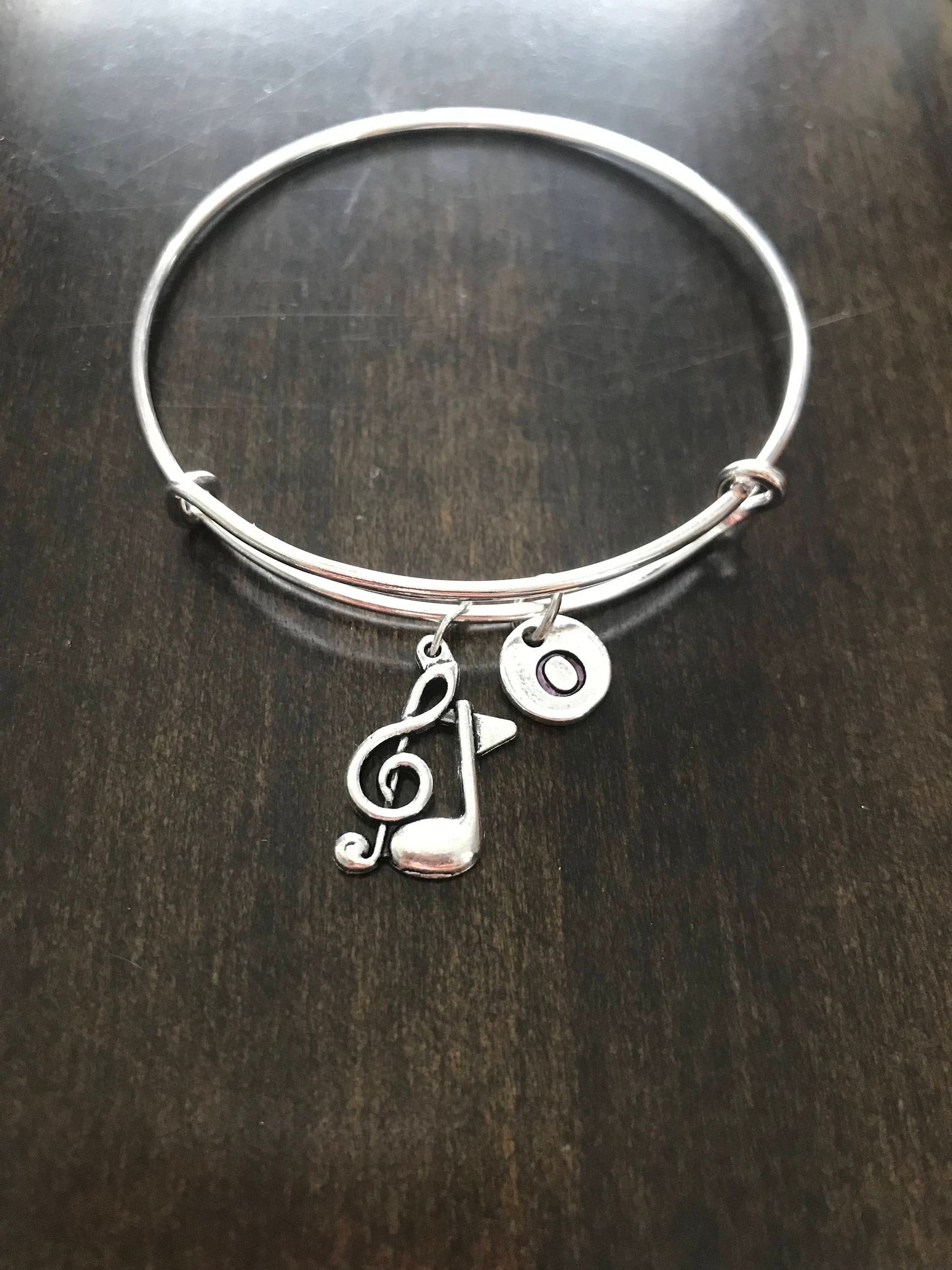 Music Notes Initial Bracelet, Musical Notes Bracelet Bangle,musical ...
