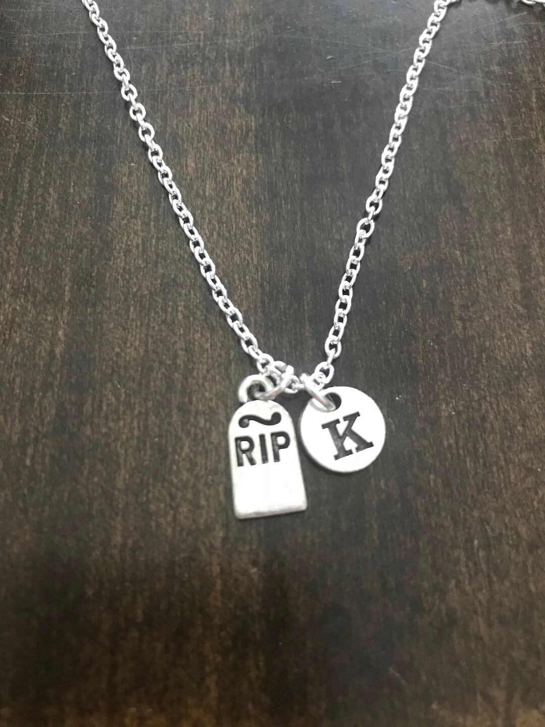 RIP Intial Necklace jewelry Silver Jewelryrip Charm Chain - Etsy