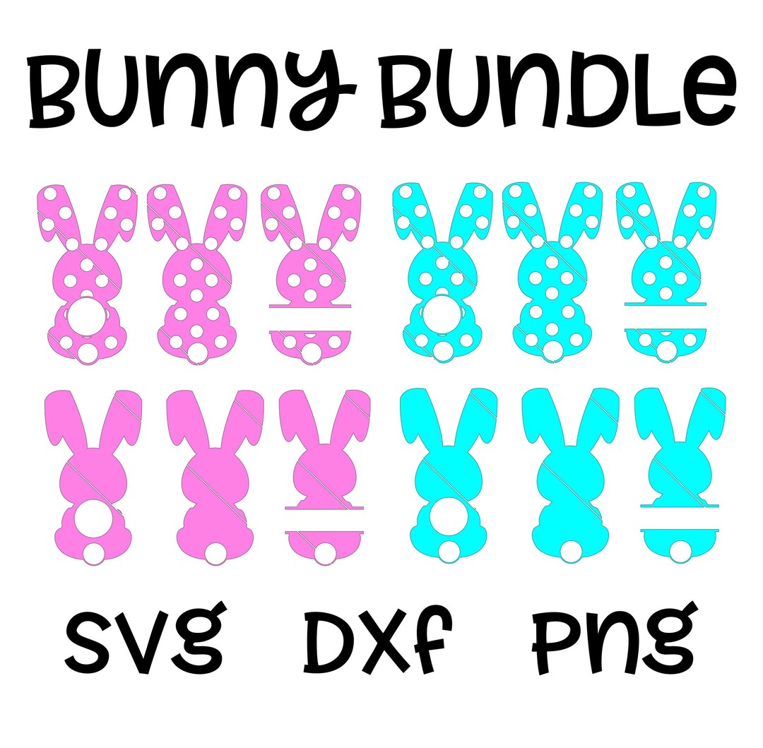 Easter Bunny Bundle Svg, Png, Dxf, Monogram Bunnies, Easter Girl ...