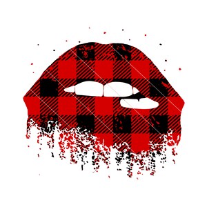 Buffalo Plaid Lips Svg, Dxf, Png, Dripping Lips Svg, Biting Lips ...