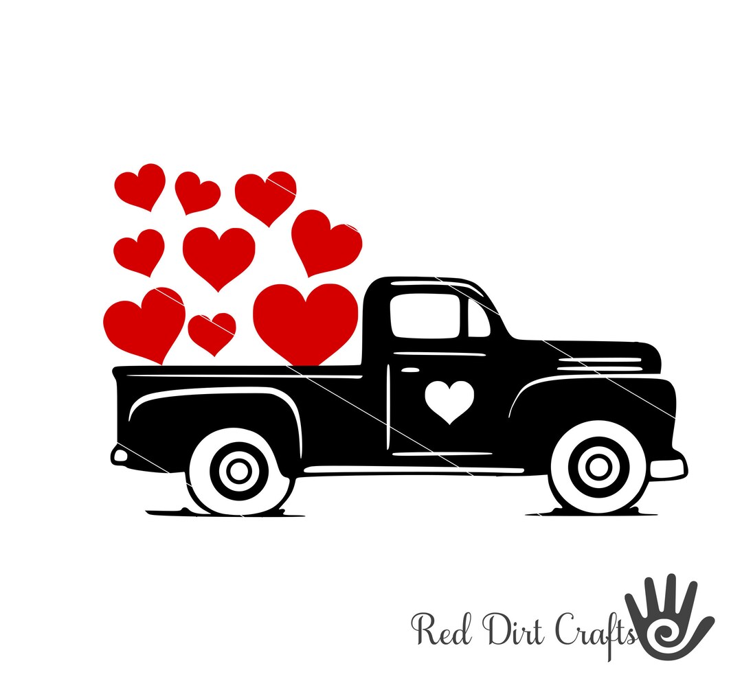 Valentine Truck Full of Hearts Svg, Png, Dxf, Truck, Valentines Day ...