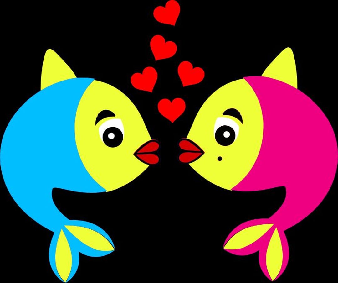 Fish, Love Fish, SVG, Png, Dxf, Valentine Hearts, Valentines Day, I ...