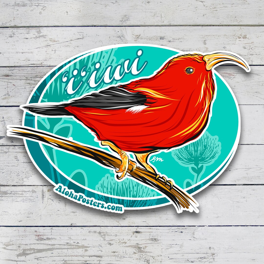 I'iwi Bird Vintage, Hawaii Vinyl Sticker, Hydro Flask, Water Bottle ...