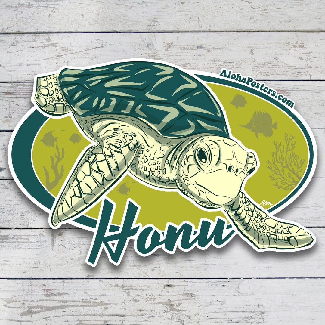 Hawaii Honu Turtle Vintage, Hawaii Vinyl Sticker, Hydro Flask, Water ...