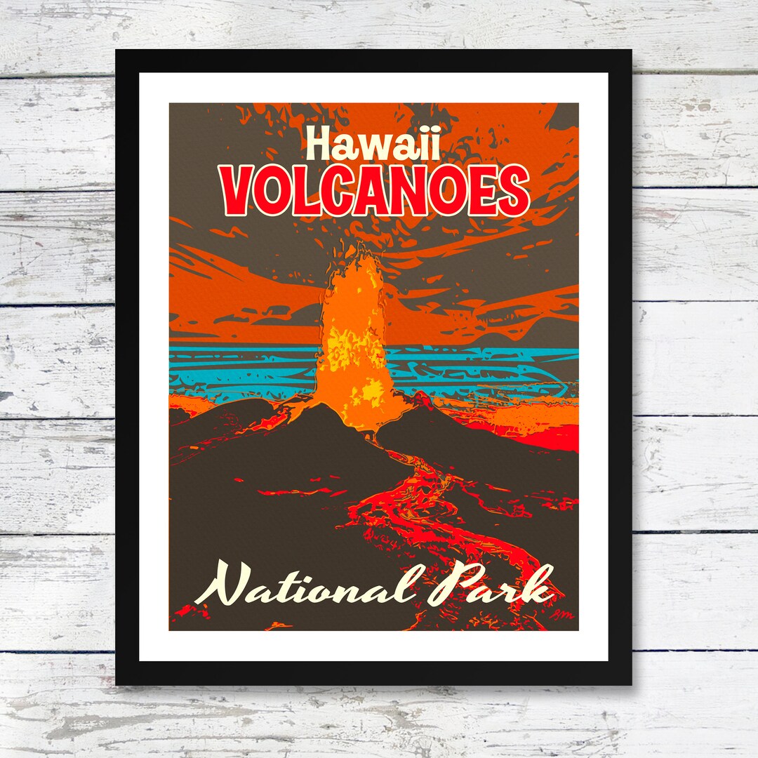 Volcanoes National Park Hawaii, Poster Art, Hawaii Vintage Style Home ...