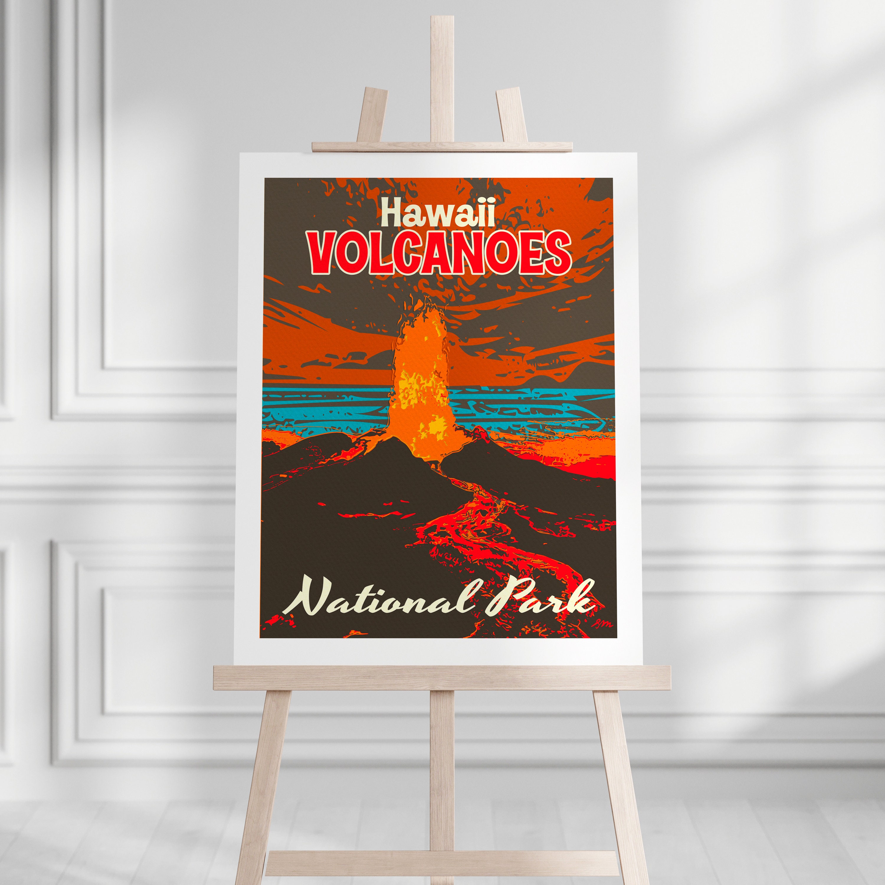 Volcanoes National Park Hawaii, Poster Art, Hawaii Vintage Style Home ...