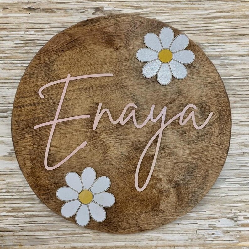 Daisy Flower Wood Name Sign Nursery Decor, 18 Inch, Baby Shower ...