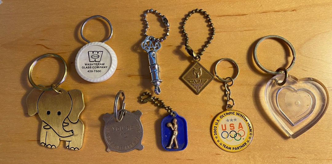 Assortment of 8 Vintage Key Chains - Etsy