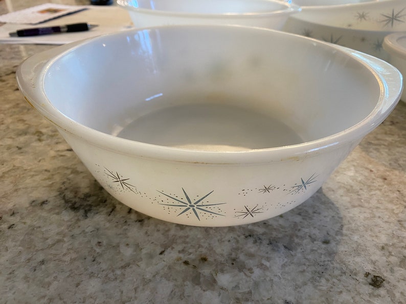 Vintage Mid Century Modern Milkglass Atomic Starburst Glasbake 1960s ...