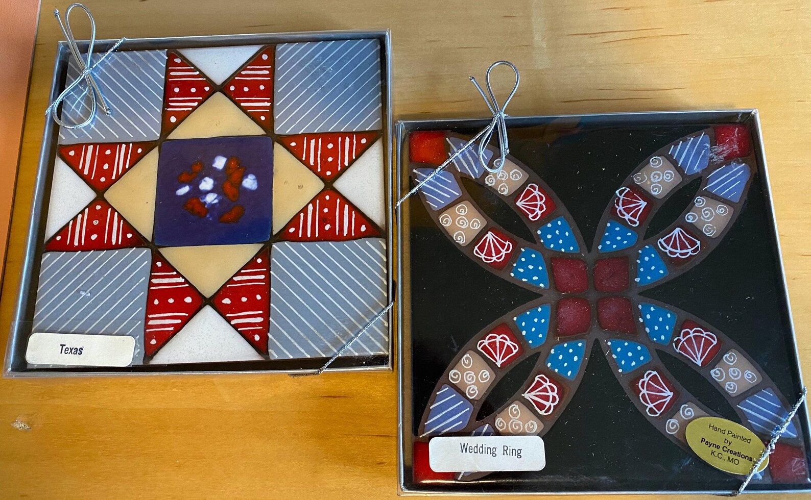 Carolyn Payne Creations Art Pottery Tile Trivet Quilt Pattern 6” Boxed ...