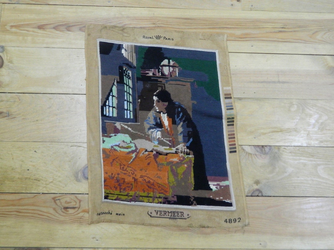 Vintage French Needlepoint Canvas Tapestry Wall Hanging - Etsy