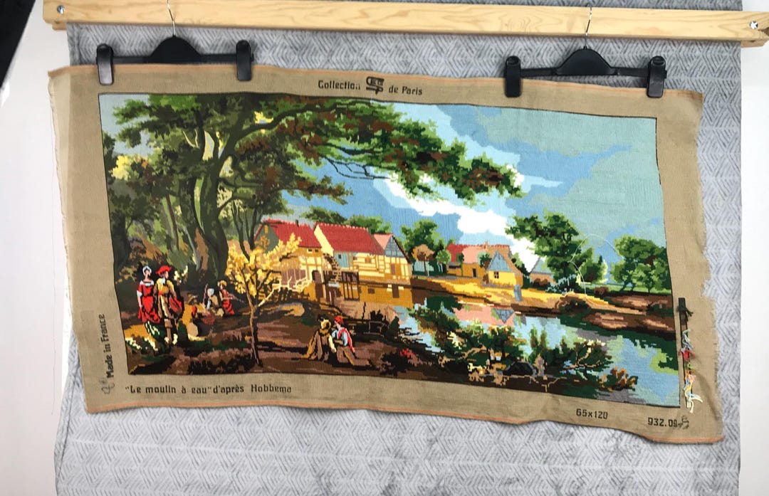 Royal Paris Part Finished Tapestry, Needlepoint, French Country Scene ...