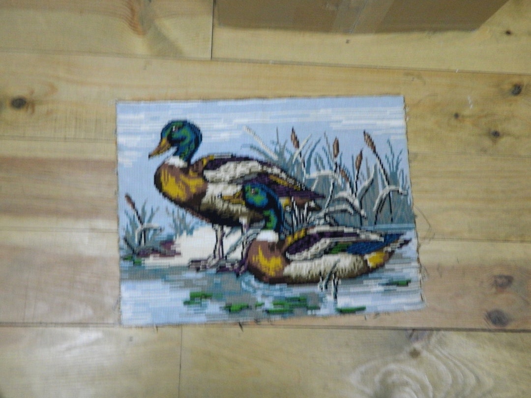Duck Canvas, Duck Art, Ducks, Finished Canvas, Vintage French ...