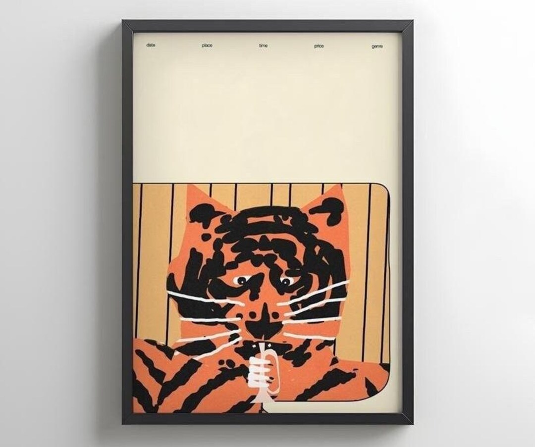 Universal Poster for Your Gig, Concert, Tiger Plays on Trumpet, Digital ...