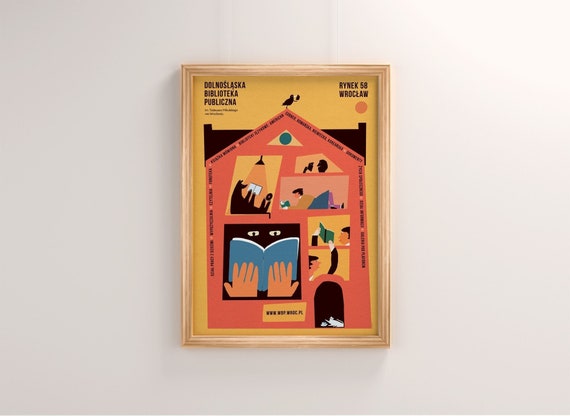 PUBLIC LIBRARY Original Polish Poster Books Literature - Etsy