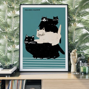 Pyramid of Cats, Piramida Kotów, Original Polish Poster, Plakat, Koty ...