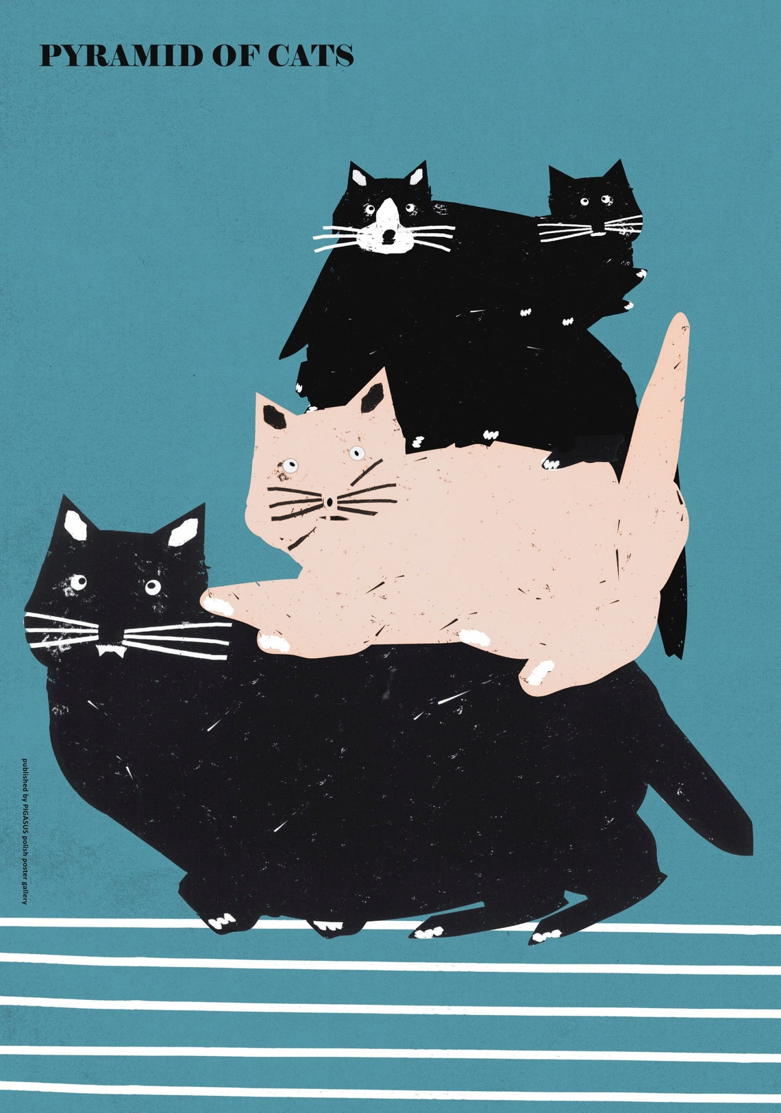 Pyramid of Cats, Piramida Kotów, Original Polish Poster, Plakat, Koty ...