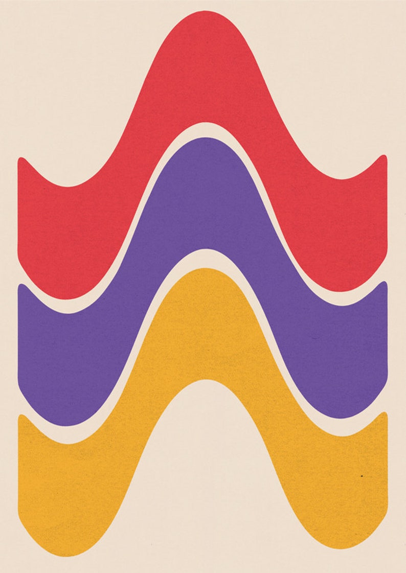 Poster, Digital, Download, Printable, Abstract, Color, Waves, Shapes ...