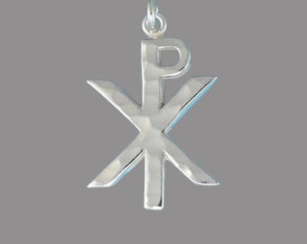 Silver Chi Rho Necklace Sterling Silver Chi Rho Charm on a Delicate ...