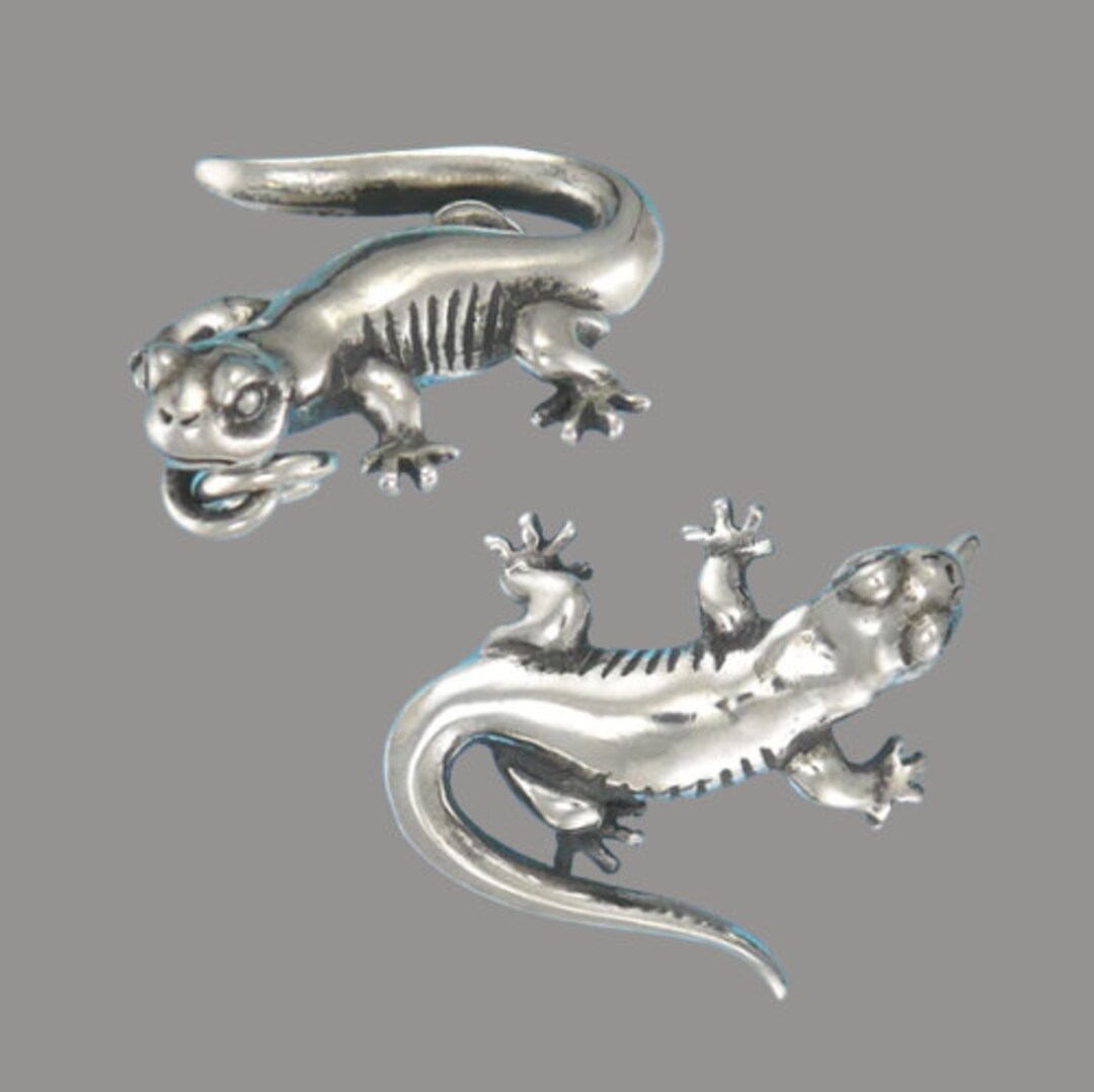 Sterling Silver Salamander Lizard Pendant Charm - Etsy
