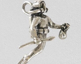 Sterling Silver Scuba Diver Frogman Charm - Etsy
